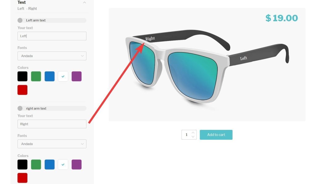 Visual Product Configurator Custom Text Add-On - Orion
